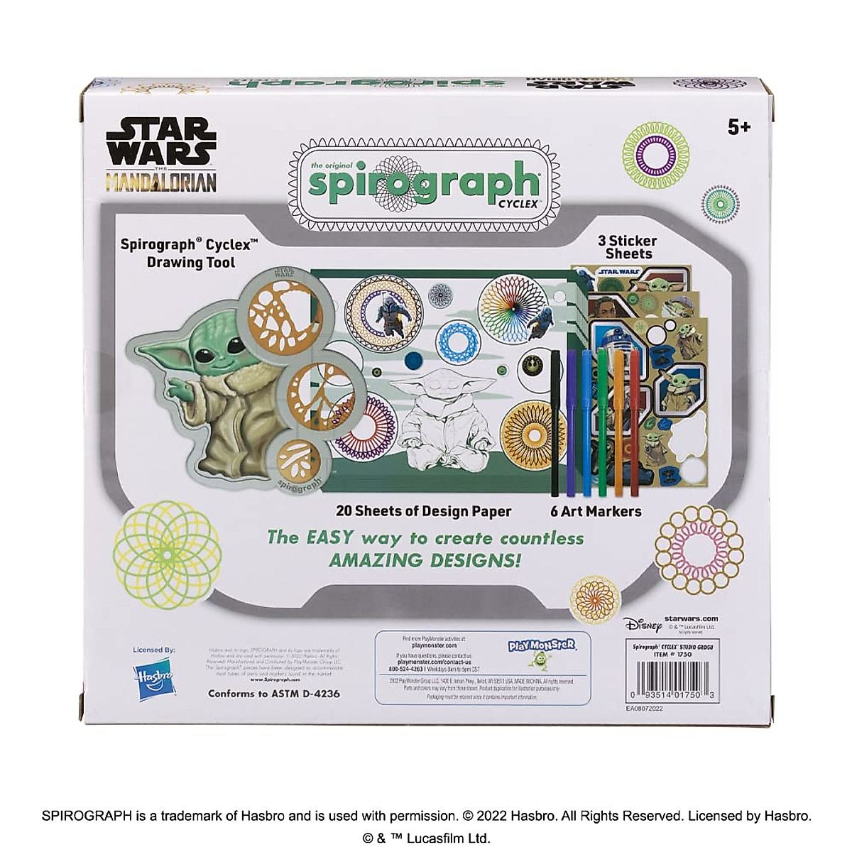 Spirograph Cyclex Studio Grogu - Disney Star Wars The Mandalorian - Baby Yoda - The Easy Way to Make Countless Amazing Designs - Rotating Stencil Wheel - Ages 5+
