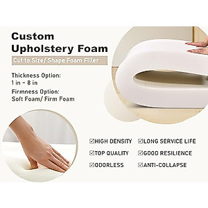 SINCERE Custom Sized Bench Cushion Pad, Bay Window Pillow, Seat & Back Cushion Replacement for Sagging Sofa, Couch Booster Foam Cushions Chair Pads, Indoor Outdoor Daybed RV Camper Van Cushions