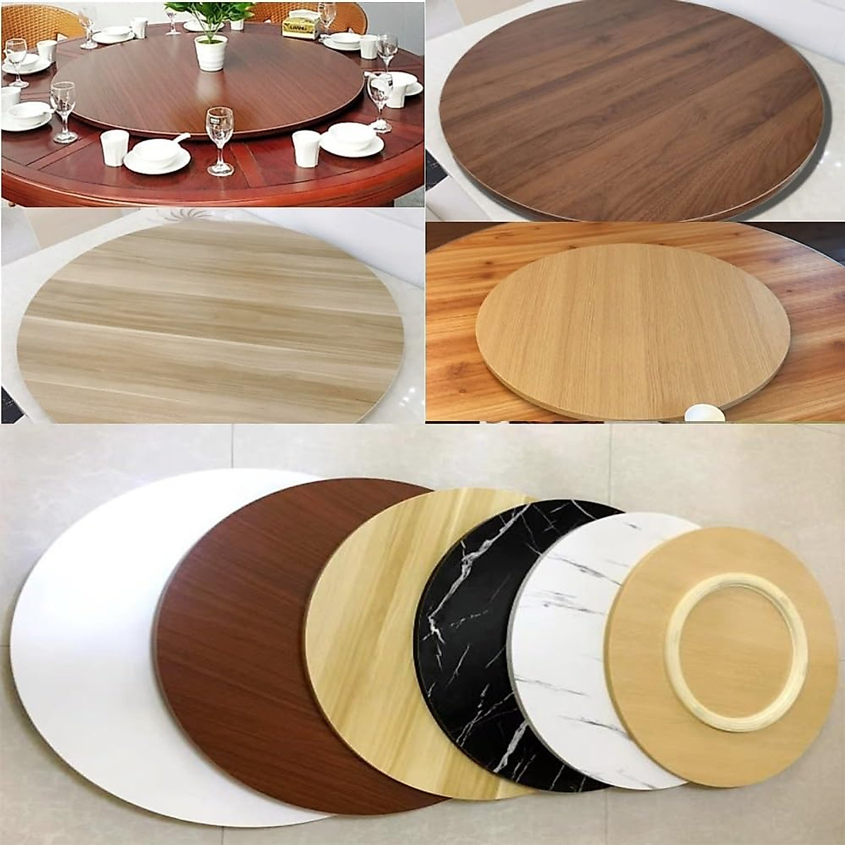 VERDDE 30in 40in 50in Large Wooden Lazy Susan Turntable For Dining Table, Round Table Serving Tray For Home Kitchen, Silent, Smooth - Six Colors (Color : Walnut, Size : 80 cm (30 in))