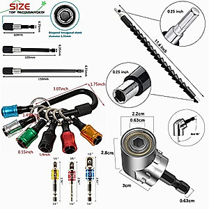 31Pcs Flexible Drill Bit Extension Set,105°Right Angle Drill Attachmen,Rotatable Joint Socket 1/4 3/8 1/2 Inch Hex Socket Adapter,Socket Bendable Drill Bit Extension,6pcs Screwdriver Bits Holder