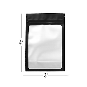 COLSEN 3 x 4 Inches 400 Pack (28 g or 1 oz) Smell Proof Mylar Resealable Foil Pouch Bags - Food Storage Airtight Multi Purpose Zipper Candy Bags for Small Business (Matte Black with Clear Window)
