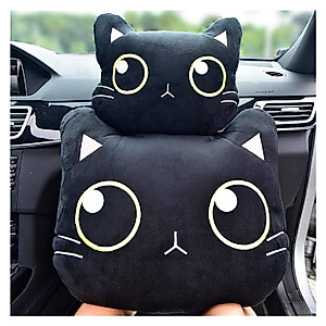Hhhong Cute Cat Owl Cartoon Car Neck Pillow Headrest Car Seat Belt Shoulder Pad Sets Travel Mat Cat Rearview Mirror Cover (Color : 1pc seat Belt Cover)