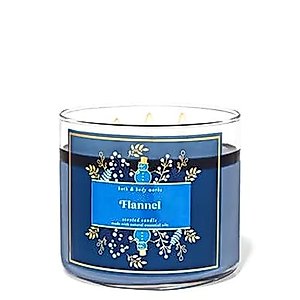 Bath & Body Works, White Barn 3-Wick Candle w/Essential Oils - 14.5 oz - 2021 Christmas Scents! (Flannel)