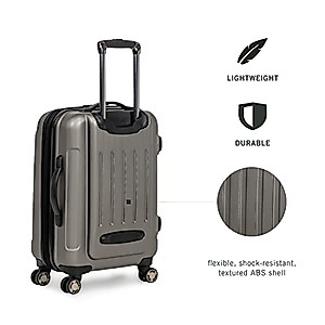 Kenneth Cole REACTION Renegade Luggage Expandable 8-Wheel Spinner Lightweight Hardside Suitcase, Silver, 20-Inch Carry On