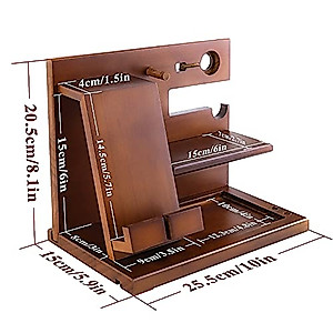 awofer Wood Phone Docking Station Nightstand Organizer for Men - Key Holder Wallet Stand iWatch Organizer Ring Hanging - Gadgets Gifts for Husband Boyfriend Dad Son Birthday Anniversary Fathers Day