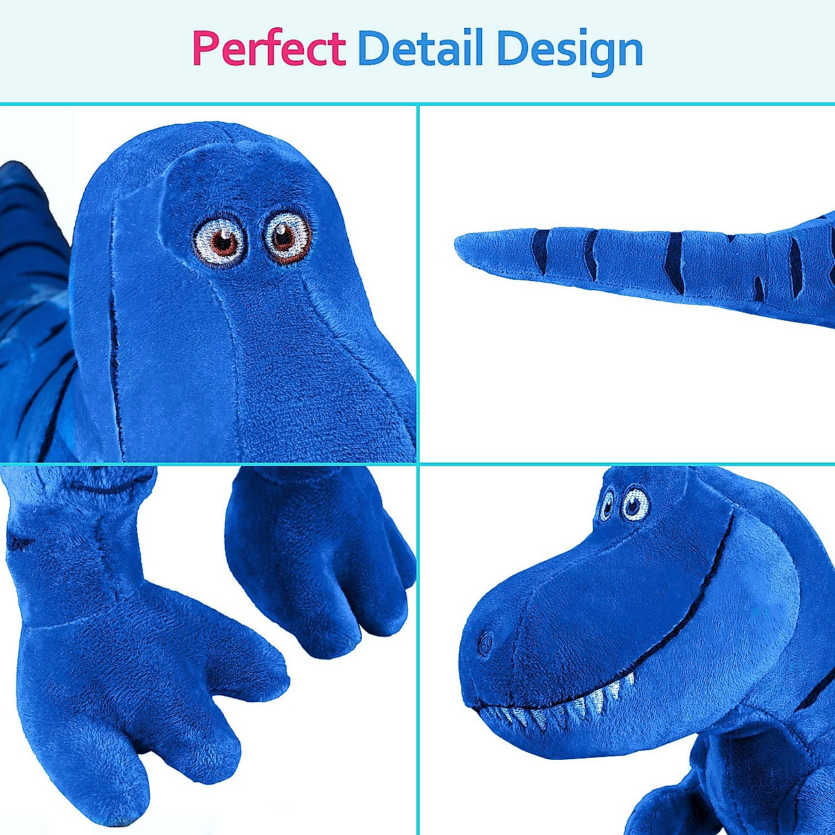 Marsjoy Blue Small Stuffed Dinosaur Plush Toy, Plush Dinosaur Stuffed Animal, Tyrannosaurus Rex Dinosaur Toy for Baby Girl Boy Kids Birthday Gifts, 11×5×13.9 inch