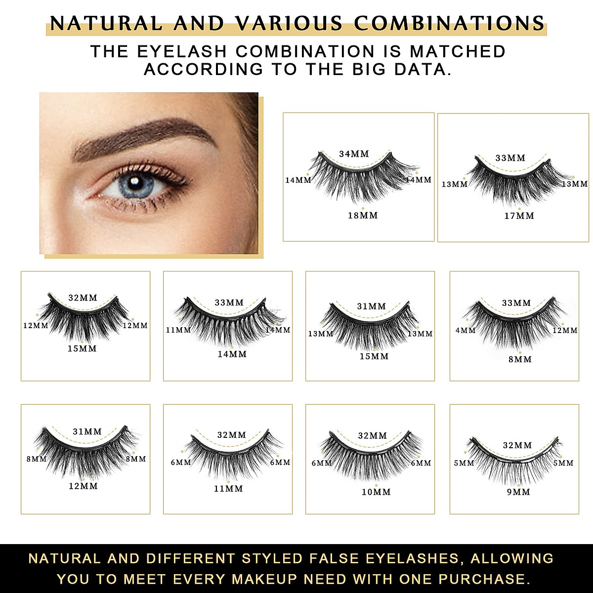 YUHYtop Natural Magnetic Eyelashes, Magnetic Eyelashes Natural Look, 10 Pairs Reusable Eye Lashes 4 Tubes of Eyeliner with Tweezer, Reusable Fake Eyelashes with Tweezer, No Glue Need, Natural