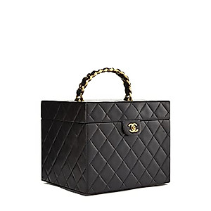 CHANEL, Pre-Loved Black Quilted Lambskin Vanity Large, Black