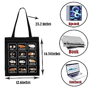 PWHAOO Types Of Guinea Pig Tote Bag Guinea Pig Owner Tote Bag Guinea Pig Mom Tote Bag Guinea Pig Lover Gift (Guinea Pig TOTE)