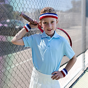 ONUPGO Kids Sweatbands Headband Wristband Set - Athletic Cotton Sweat Band for Sports (1 Headband + 2 Wristbands) (Neon Green)