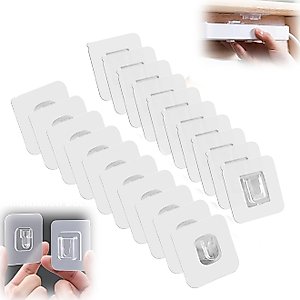 ANYSENT Transparent Double Sided Adhesive Wall Hooks,No Damage Wall Hooks,Nail Free Self Adhesive Hooks for Bathroom Kitchen Office Hanging (10 Set)