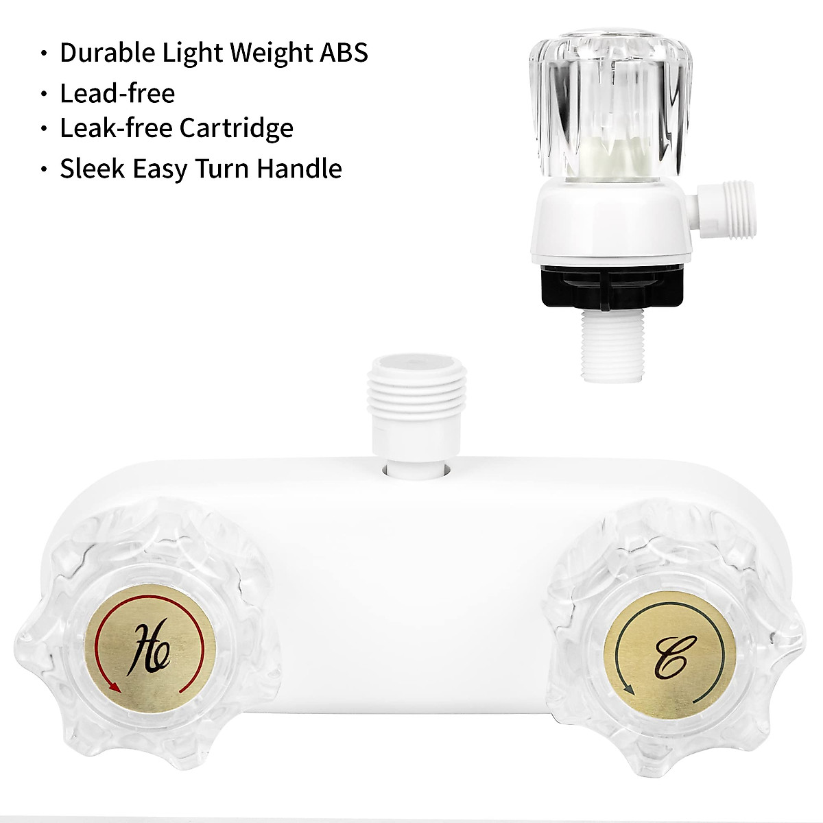 RV Shower Faucet, RV Camper Shower Faucet Replacement, 4” Shower Valve Diverter Assembly Kit, Bathroom Shower Mixing Valve Control for RV Camper Van Travel Trailer Motorhome