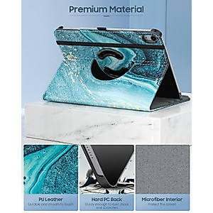TiMOVO Case for iPad 10th Generation 2022, 90 Degree Rotating Smart Cover, Protective Leather Cover with Stylus Loop - Gilding Texture