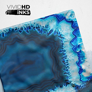 iiRov Summer Design Ink-Fuzed Decorative Throw Pillow - Vivid Blue Agate Crystal