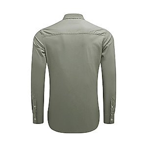 JMIERR Mens Cotton Linen Casual Stylish Button-Down Shirt Long Sleeve Business Fitted Dress Shirts Old Money Clothes Regular Fit,XL,02 Green