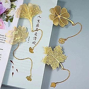ORPHEUS 4 Pack Metal Bookmarks with Chain, Golden Hollow Bookmark for Book Lovers, Writers, Readers, Children, Teens, Men, Women, Adults