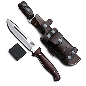 GCS Handmade Micarta Handle D2 Tool Steel Tactical Hunting Knife with leather sheath Full tang blade designed for Hunting & EDC GCS 155