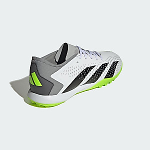 adidas Predator Accuracy.3 Low Turf Shoes, Unisex Adult Sizing, Perfected for Artificial Playing Surfaces, Made with Recycled Materials, White/Black/Lucid Lemon, 10.5 Women/9.5 Men