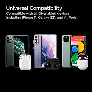 Spigen Wireless Charger, Fast 15W Wireless Charging Pad for Qi Enabled Galaxy S23 Ultra Plus Z Fold Flip 4 3 S22 S21 FE Note 20 Pixel 6 iPhone 11 XS XR X 8 SE [No Adapter Included]