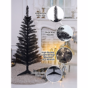Kadunmina 4FT Artificial Christmas Tree with Stand Black Halloween Tree Small Xmas Tree with 122 Branch Tips for Indoor and Outdoor