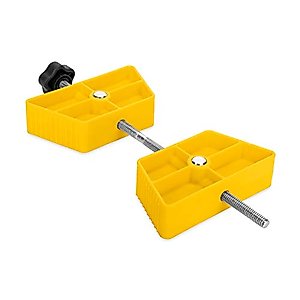 Camco Large RV Wheel Stop | Fits 26 to 30-inch Diameter Tires and Tire Spacing from 3 ½ to 5 ½-inches | Yellow (44622)