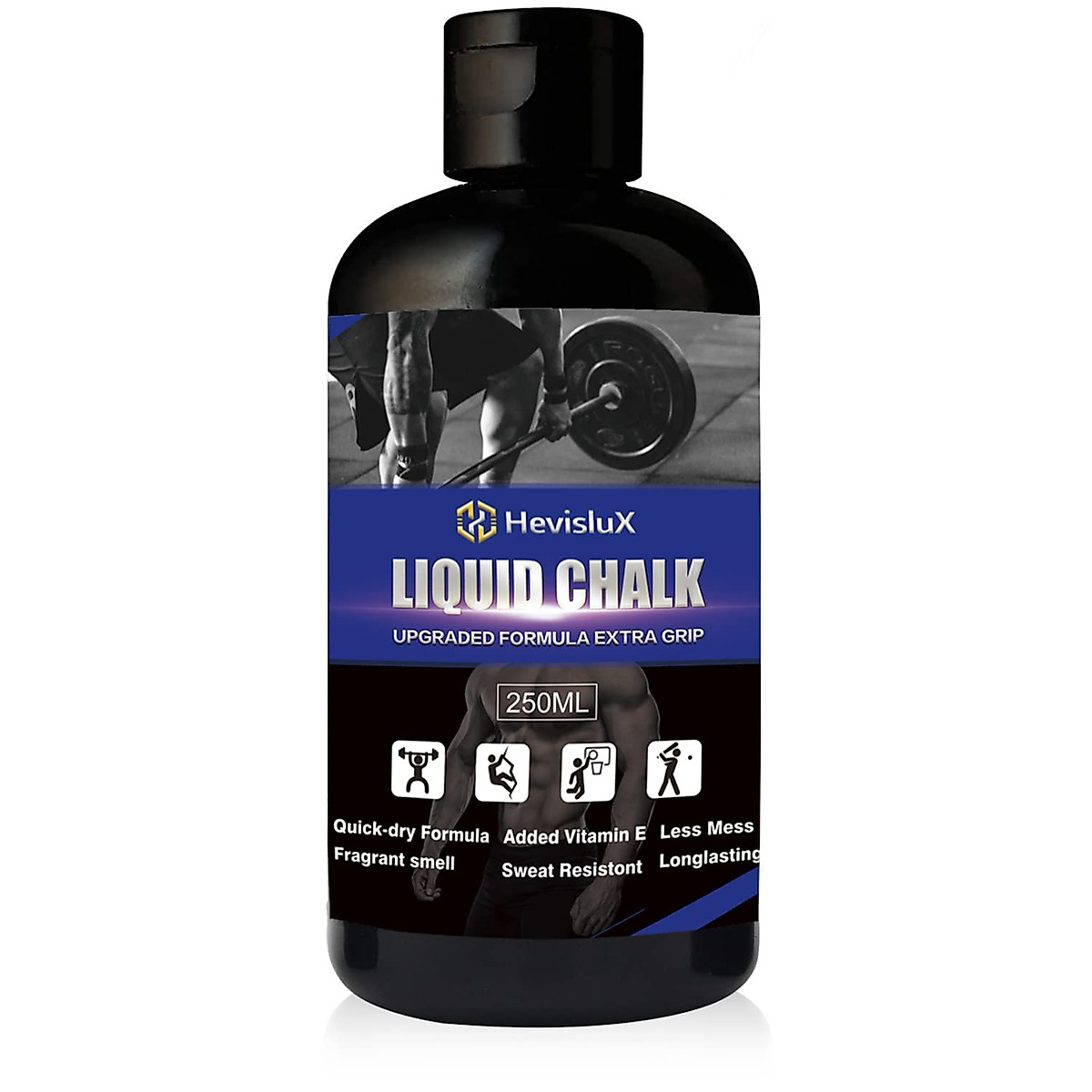 Hevislux Liquid Chalk. Improve Hand Grip for Gymnastic, Rock Climbing, Weightlifting. Quick-Drying Formula. Easy use, no Mess, Added Vitamin E. (250ml)