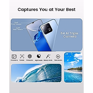 VIQEE M13Pro Unlocked Cell Phone, 6.7" HD Screen Unlocked Phones, 6+256GB Dual SIM Android 13 Smartphone with 256G Memory Card, Fingerprint Lock & Face ID, Long Battery Life (Blue)
