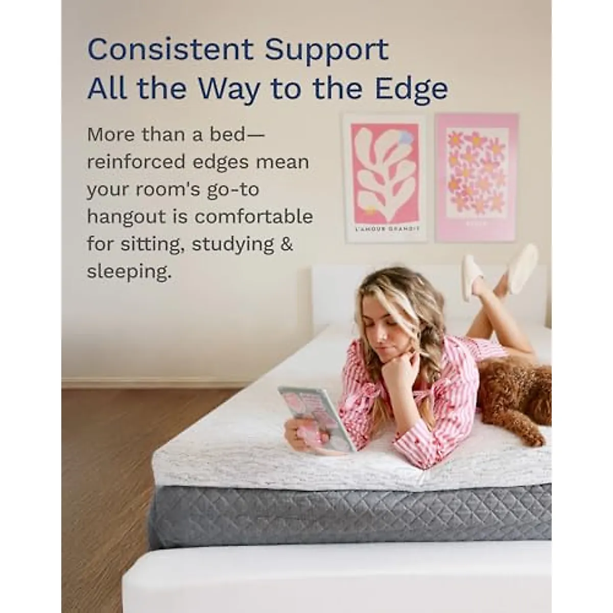 ViscoSoft 4 Inch Memory Foam Mattress Topper Twin XL - Select High Density Extra Long Ventilated Mattress Pad - Removable Bamboo-Rayon Cover