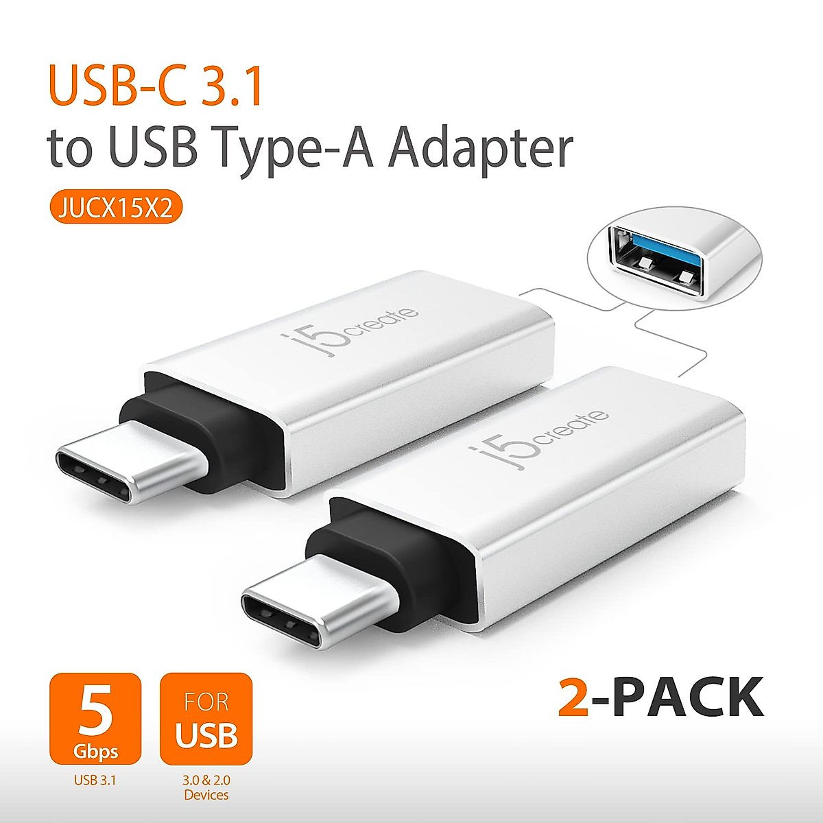 j5create USB Type-A 3.0 to 4K HDMI Display Adapter + USB C to USB Type-A Adapter (JUA354 + JUCX15X2)