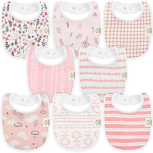 8-Pack Organic Baby Bibs for Girls & Boys - Teething Baby Bib, Baby Boy Bibs, Baby Girl Bibs, Newborn Bibs, Baby Drool Bibs for Infant, Toddler, Bibs for Baby Boy, Bibs for Baby Girl (Sweet Charm)