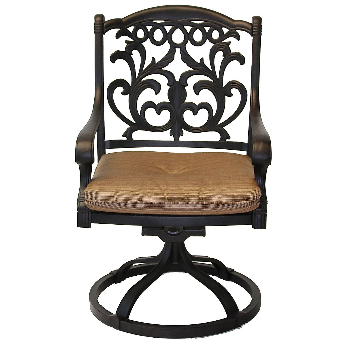 Mandalay Outdoor Patio 9pc Dining Set Dark Bronze Color Cast Aluminum (Premium Fabric Cushions)