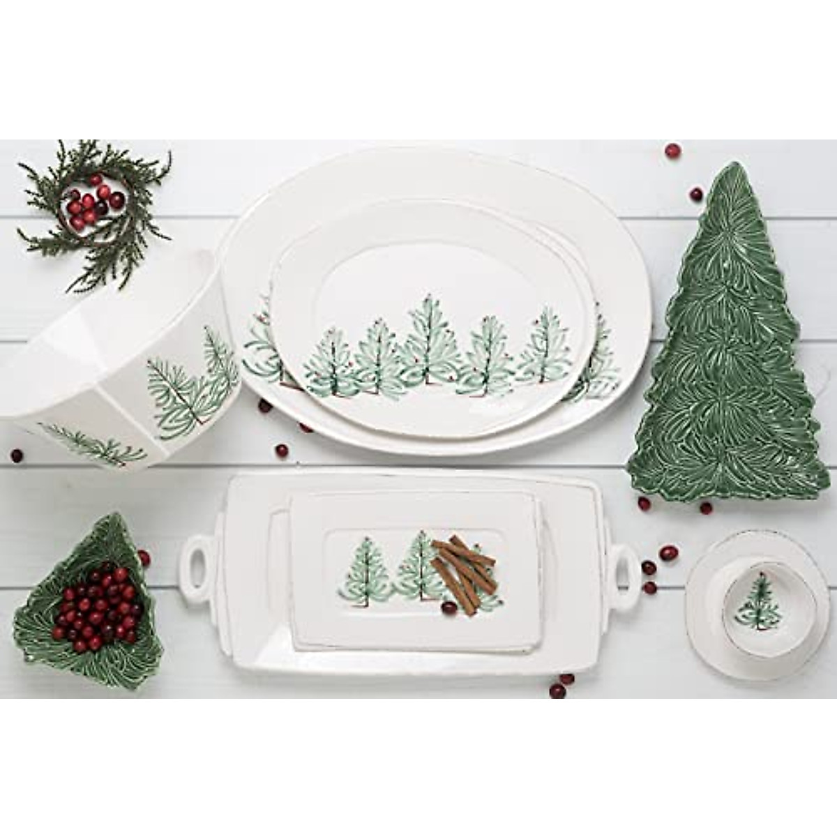 Vietri Lastra Holiday Collection Italian Serveware Sets and Pieces (Small Oval Platter)