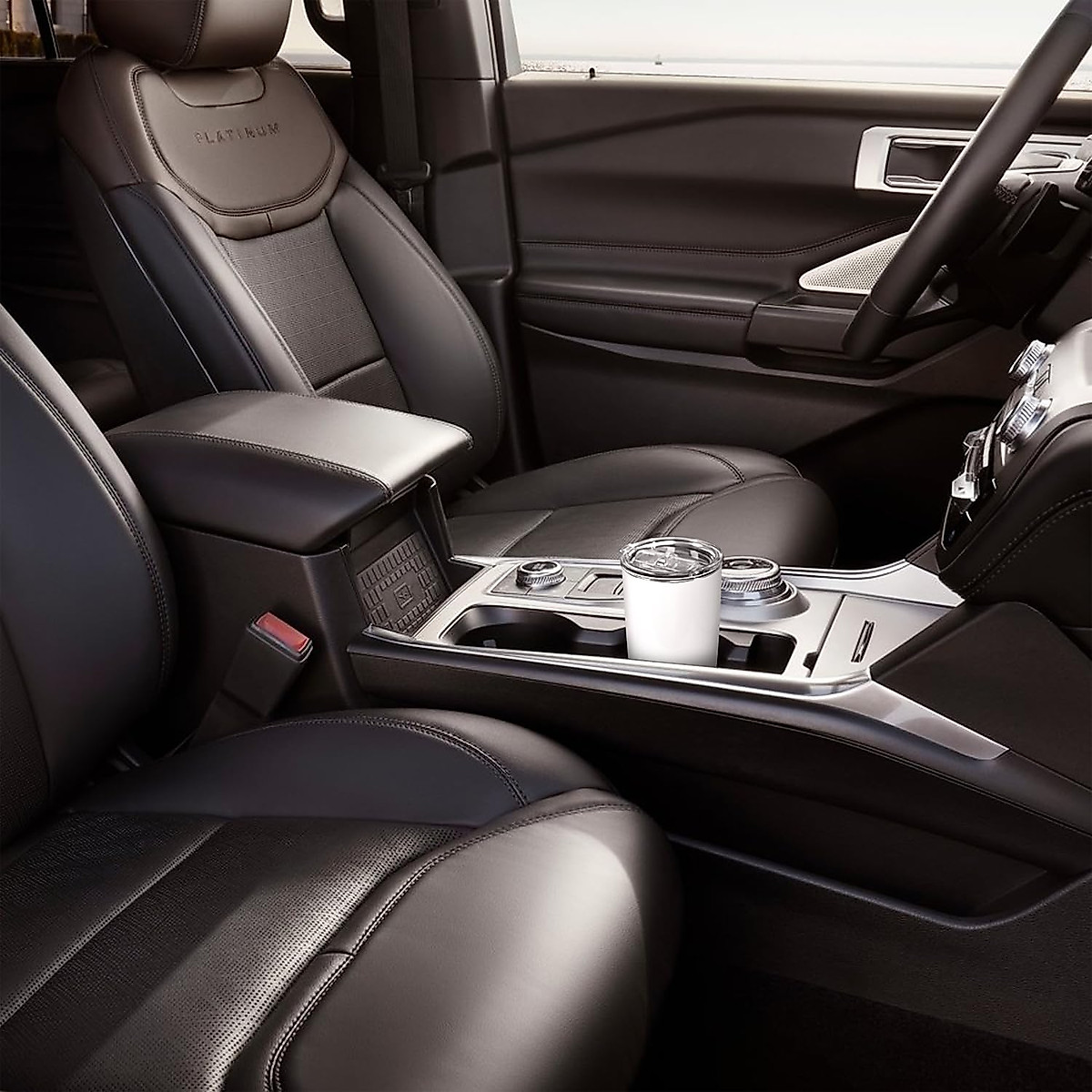 iPick Image for Ford Mustang Mach-E in Full-Color 20 oz Dual-Wall Insulated Stainless Steel White Travel Tumbler