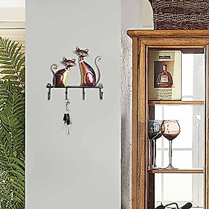 Tooarts Wall Mounted Key Holder Iron Cat Wall Hanger Hook Decor 4 Hooks for Coats Bags Wall Mount Clothes Holder Decorative Gift
