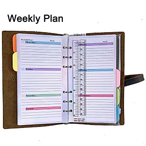 Leather Planner Weekly and Monthly Calendar, Budget Binder Planner for Men Women, Personal Organizer Undated, A6