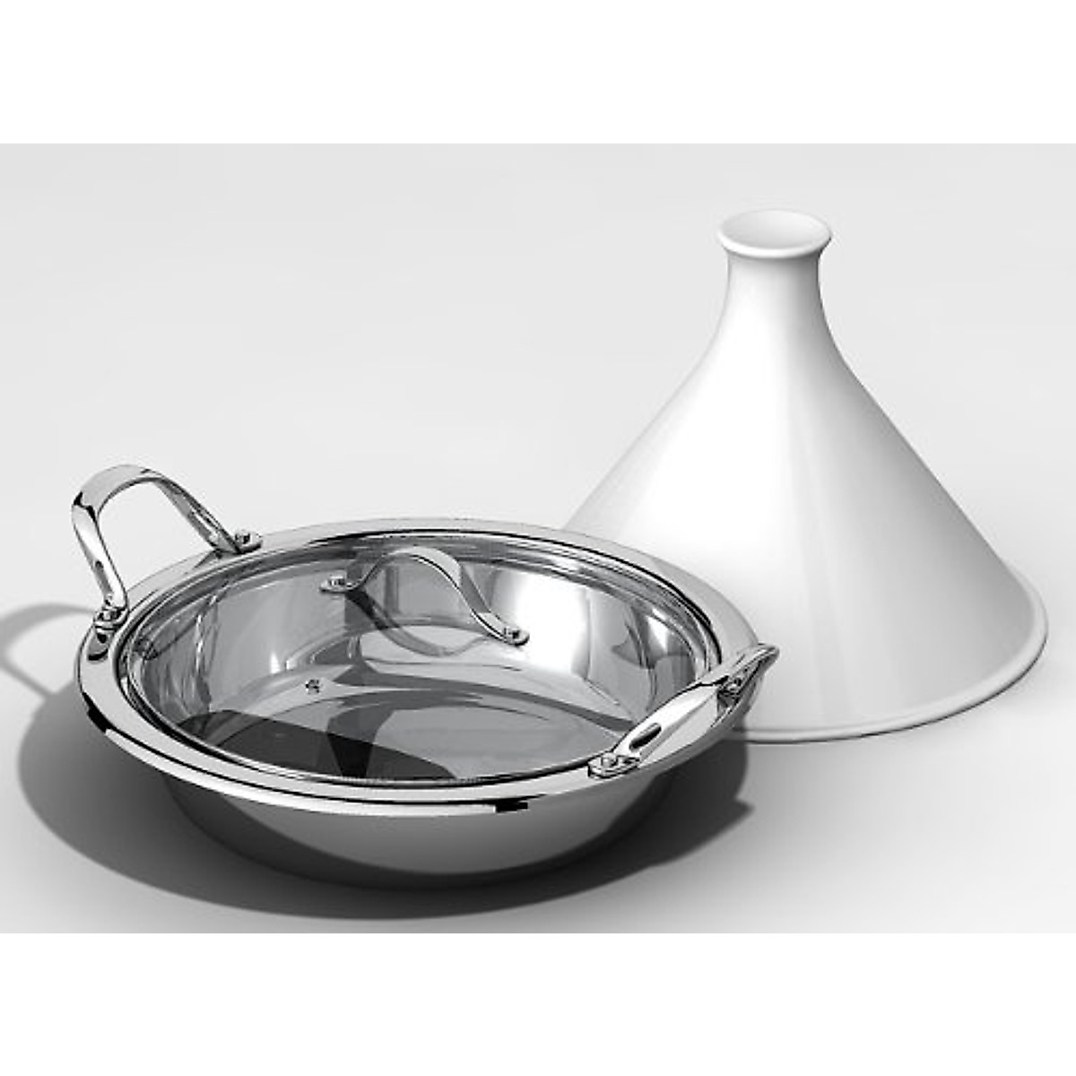 Cooks Standard Multi-Ply Clad Stainless Steel Tagine with 2 Handle and Extra Glass Lid, 4.5-Quart