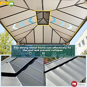 YOLENY 12'x14' Hardtop Gazebo, Permanent Outdoor Aluminum Patio Gazebo with Aluminum Composite Double Roof for Patio Lawn and Garden, Curtains and Netting Included