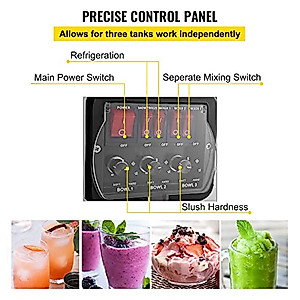 VEVOR Commercial Slushy Machine, 3x15L Margarita Machine, Margarita Slush Frozen Drink Machine, Frozen Drink Maker Food-Grade Tank, Slushie Machine for Cafes Restaurants Bars Home Use