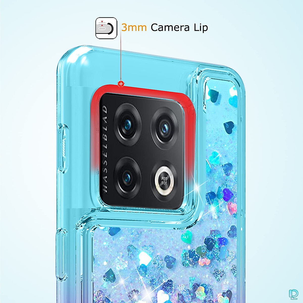 Dzxouui for OnePlus 10 Pro Case with Screen Protector, Women Girls Cute Clear Glitter Flowing Quicksand Soft TPU Phone Case Cover for OnePlus 10 Pro 5G - Teal/Purple