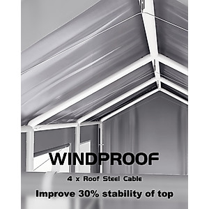 DEXSO 20'x13'x11' Windproof Carport Heavy Duty, 20 GA. Reinforced Poles & 14 mil PE Canopy, Extra Large Anti-High Wind Portable Garage for Full-Sized Pickup Truck and Bass Boat, Gray