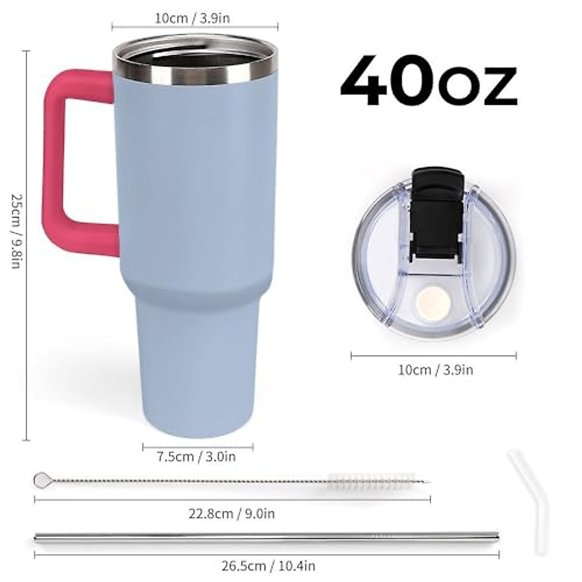 Lacrosse Sticks Crossed 40 Oz Car Cup Stainless Steel Travel Mug Leak-Proof Insulated Tumbler with Handle Light Rose Red-style
