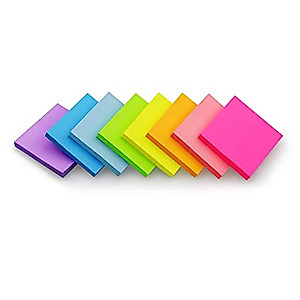 Sticky Notes 2x2 inch Bright Colors Self-Stick Pads 24 Pads/Pack 60 Sheets/Pad Total 1440 Sheets