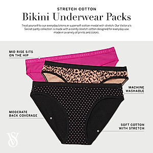Victoria's Secret Women's Cotton Bikini Underwear, Moderate Coverage Panties for Women, Multi Pack, New Neutrals Mix (M)
