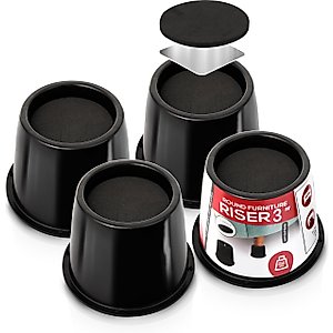 Utopia Bedding Bed Risers 3 Inch - 4 Pack - Round Furniture Risers with Top Anti-Slip Foam with Metal Plate & Bottom Rubber Pads - Bed Risers Heavy Duty for Sofa, Couch & Chair Lifts (Black)
