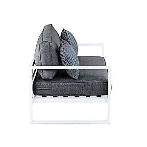 Elle Decor Paloma Outdoor Patio Furniture Collection in Weather-Resistant Metal Frame Patio, Sofa, White