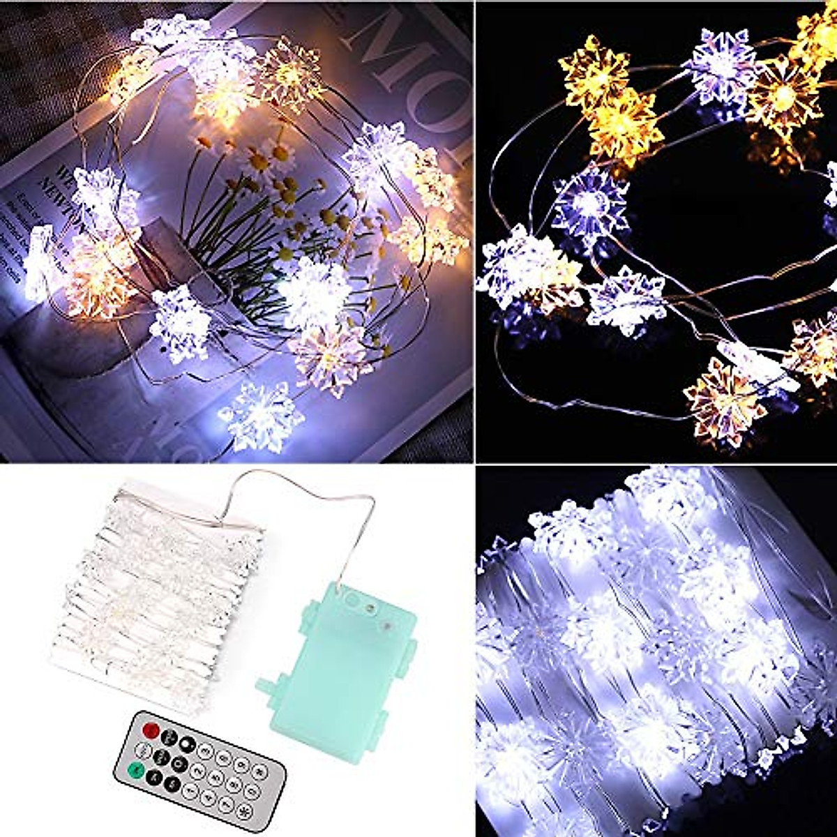 Waterproof 30LEDs String Snowflake Light, Wire LED Light, Decoration Lamp Fairy Lights for Wedding Celebrations Courtyards Home Gardens Bedrooms