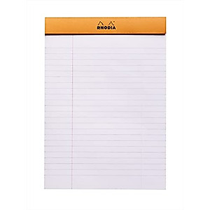 Rhodia Classic French Paper Pads Ruled with Margin 6 in. x 8 1/4 in. Orange (16600C)