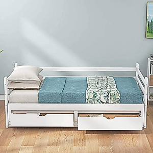 ATH-S Extendable Bunk Bed with Trundle, Wooden Twin Over Twin/Full/King Bunk Bed, Convert Bunk Bed with Storage Drawers (Color : White)