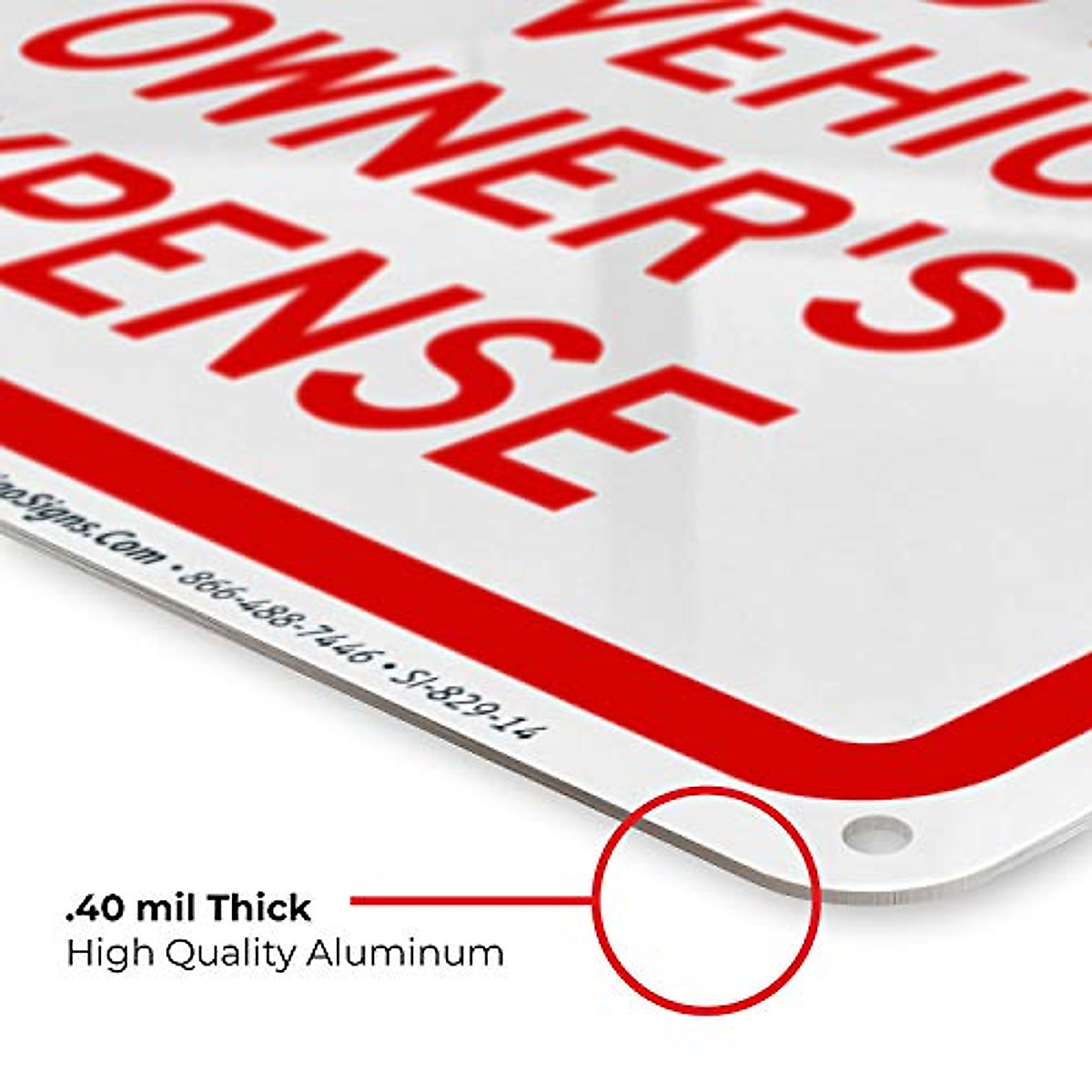 No Parking Sign, Violators Will be Towed10x14 Inches, Rust Free .040 Aluminum, Fade Resistant, Made in USA by Sigo Signs