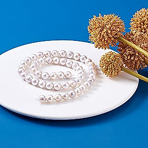 LiQunSweet 48 Pcs Natural Baroque Pearl Keshi Pearl Beads Spacer Cultured Freshwater Pearl Round for Necklace Choker Bracelet Earrings Jewelry Making DIY - 8~9mm